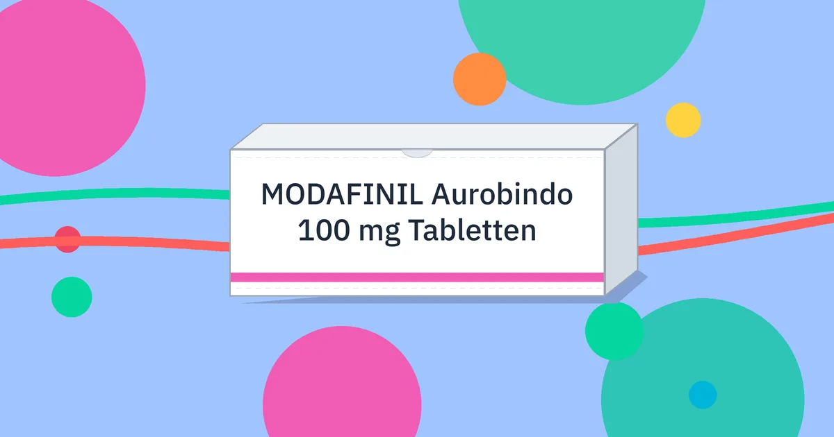 Symbolbild: Packung mit der Aufschrift MODAFINIL Aurobindo 100 mg Tabletten (PZN 20062227) – Verfügbarkeit und Bezug in Apotheken in Frankfurt am Main