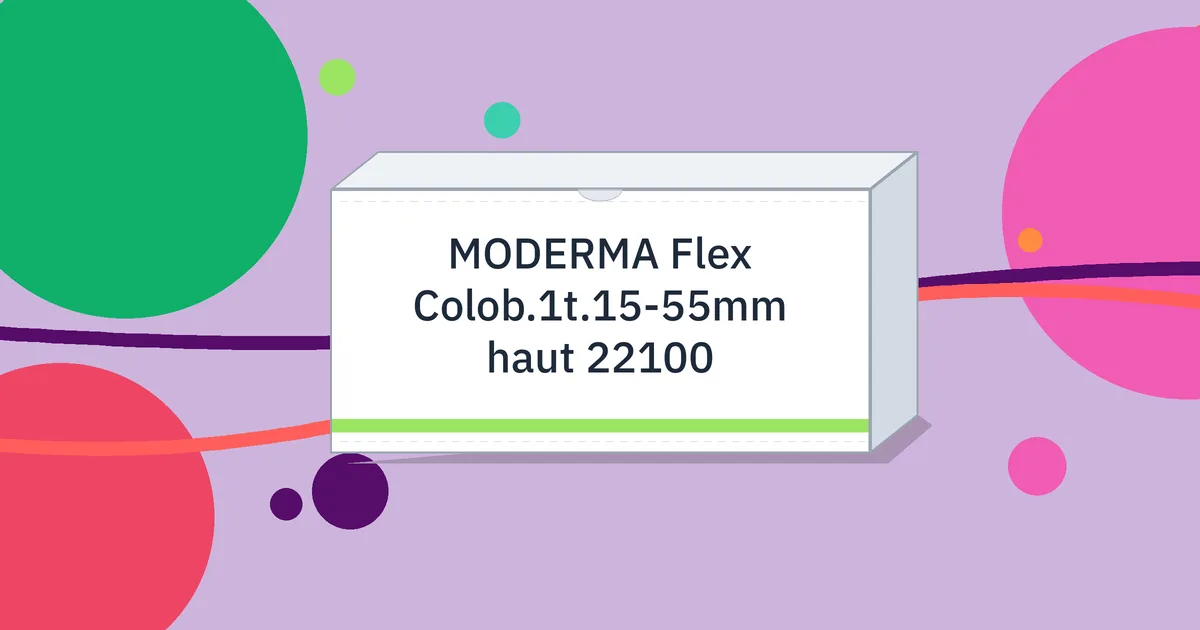 Symbolbild: Packung mit der Aufschrift MODERMA Flex Colob.1t.15-55mm haut 22100 (PZN 00914616) – Verfügbarkeit und Bezug in Apotheken in Frankfurt am Main