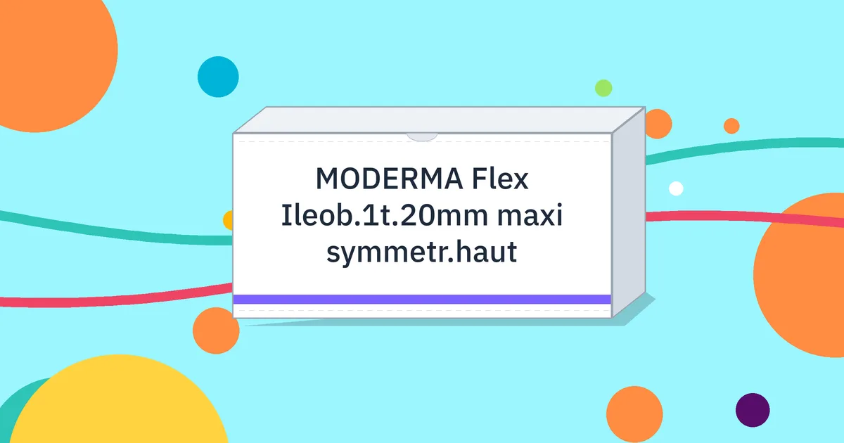 Symbolbild: Packung mit der Aufschrift MODERMA Flex Ileob.1t.20mm maxi symmetr.haut (PZN 00437139) – Verfügbarkeit und Bezug in Apotheken in Frankfurt am Main