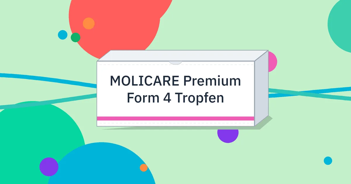 Symbolbild: Packung mit der Aufschrift MOLICARE Premium Form 4 Tropfen (PZN 17633554) – Verfügbarkeit und Bezug in Apotheken in Frankfurt am Main