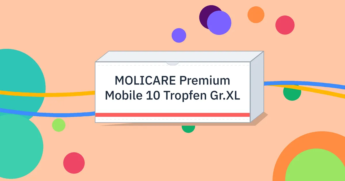 Symbolbild: Packung mit der Aufschrift MOLICARE Premium Mobile 10 Tropfen Gr.XL (PZN 14442718) – Verfügbarkeit und Bezug in Apotheken in Frankfurt am Main