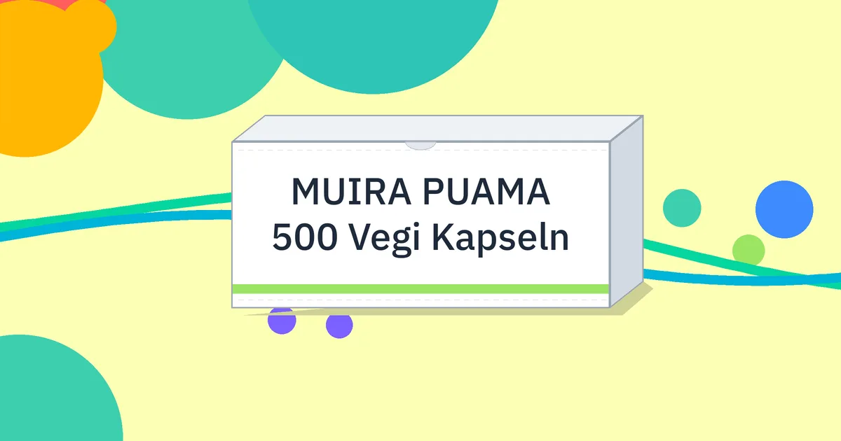 Symbolbild: Packung mit der Aufschrift MUIRA PUAMA 500 Vegi Kapseln (PZN 00205676) – Verfügbarkeit und Bezug in Apotheken in Frankfurt am Main