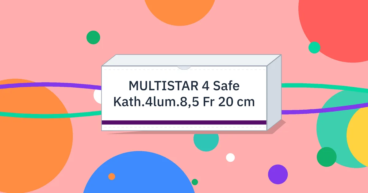 Symbolbild: Packung mit der Aufschrift MULTISTAR 4 Safe Kath.4lum.8,5 Fr 20 cm (PZN 10354696) – Verfügbarkeit und Bezug in Apotheken in Frankfurt am Main