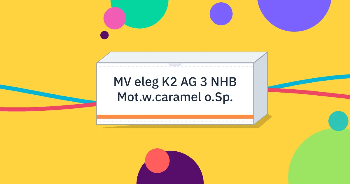 Symbolbild: Packung mit der Aufschrift MV eleg K2 AG 3 NHB Mot.w.caramel o.Sp. (PZN 15727340) – Verfügbarkeit und Bezug in Apotheken in Frankfurt am Main