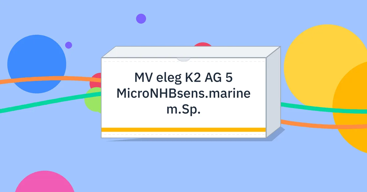 Symbolbild: Packung mit der Aufschrift MV eleg K2 AG 5 MicroNHBsens.marine m.Sp. (PZN 15724560) – Verfügbarkeit und Bezug in Apotheken in Frankfurt am Main