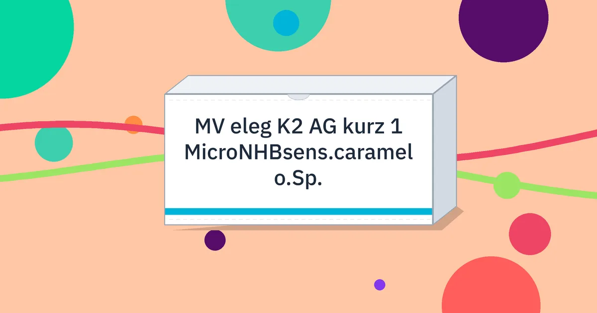 Symbolbild: Packung mit der Aufschrift MV eleg K2 AG kurz 1 MicroNHBsens.caramel o.Sp. (PZN 16069471) – Verfügbarkeit und Bezug in Apotheken in Frankfurt am Main