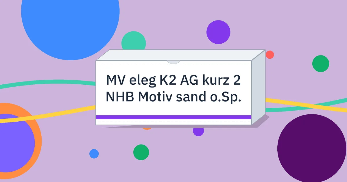 Symbolbild: Packung mit der Aufschrift MV eleg K2 AG kurz 2 NHB Motiv sand o.Sp. (PZN 18926525) – Verfügbarkeit und Bezug in Apotheken in Frankfurt am Main