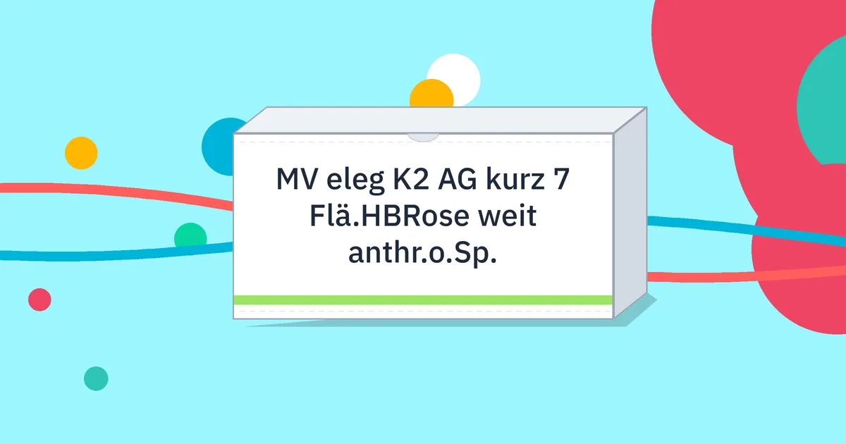 Symbolbild: Packung mit der Aufschrift MV eleg K2 AG kurz 7 Flä.HBRose weit anthr.o.Sp. (PZN 15705410) – Verfügbarkeit und Bezug in Apotheken in Frankfurt am Main
