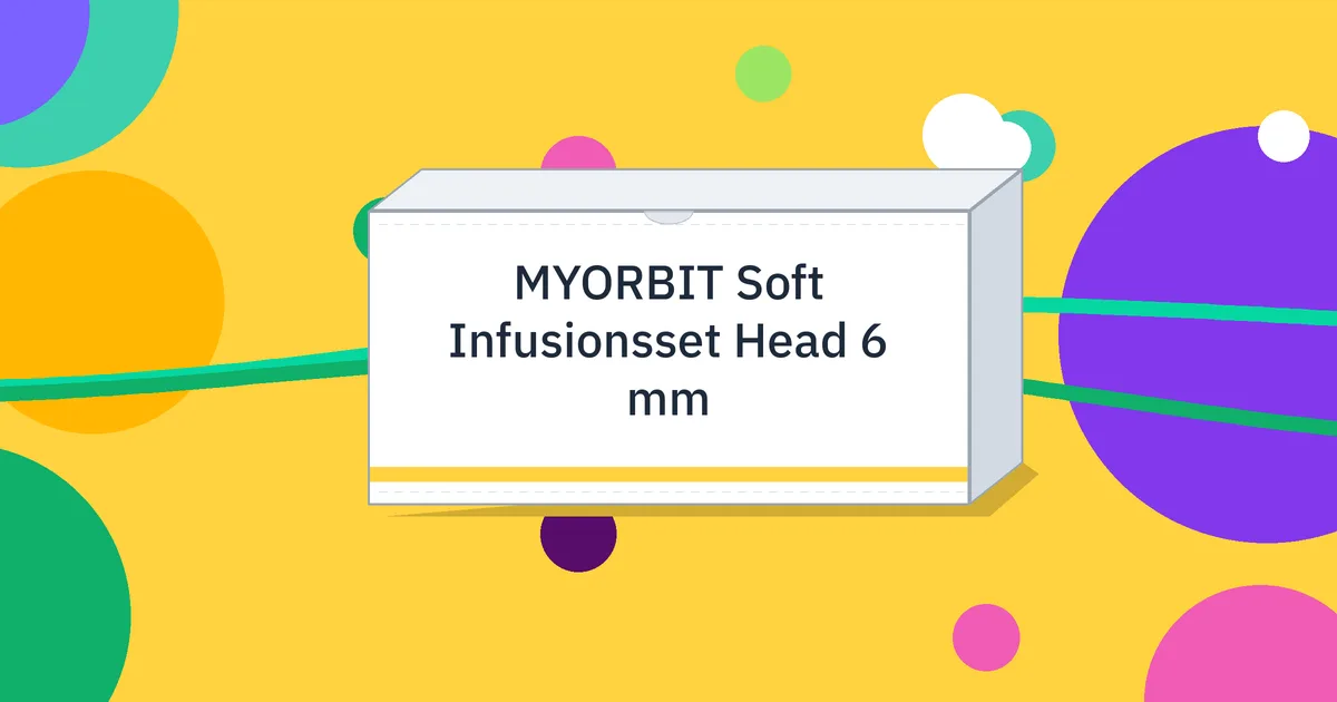 Symbolbild: Packung mit der Aufschrift MYORBIT Soft Infusionsset Head 6 mm (PZN 20294943) – Verfügbarkeit und Bezug in Apotheken in Frankfurt am Main
