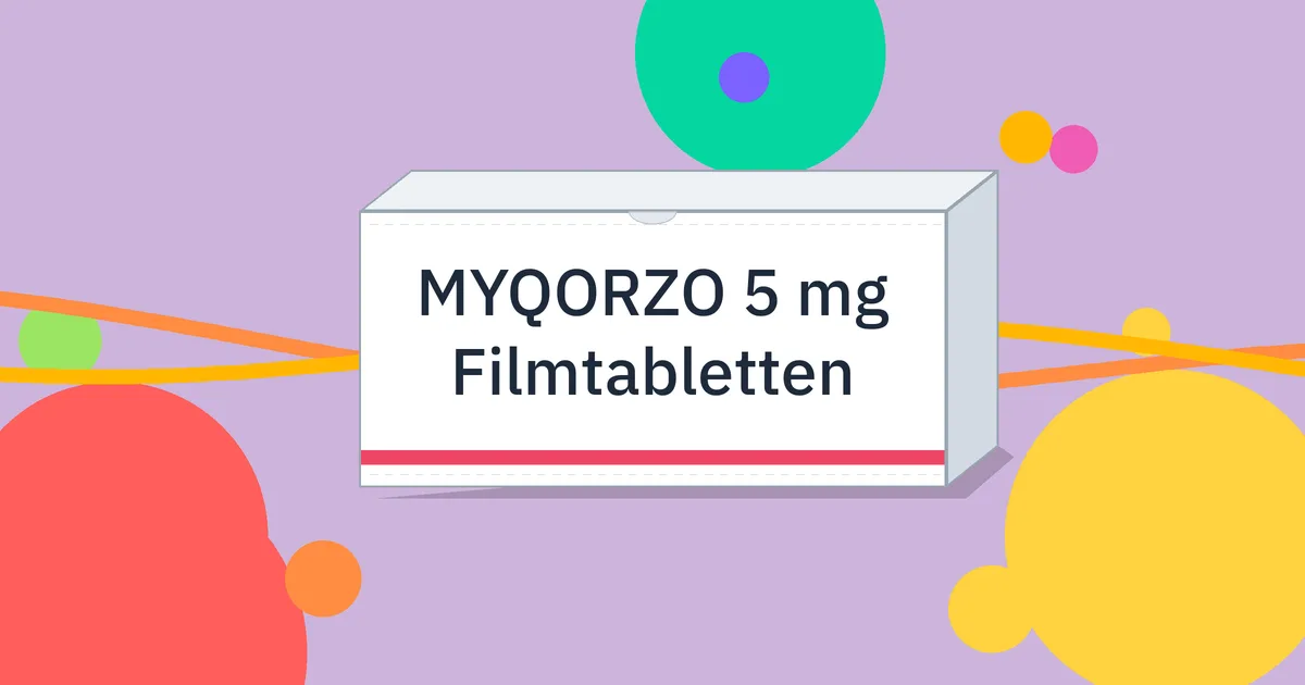 Symbolbild: Packung mit der Aufschrift MYQORZO 5 mg Filmtabletten (PZN 20231339) – Verfügbarkeit und Bezug in Apotheken in Frankfurt am Main