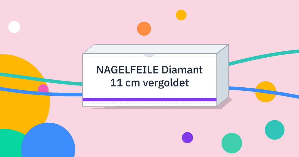 Symbolbild: Packung mit der Aufschrift NAGELFEILE Diamant 11 cm vergoldet (PZN 01732886) – Verfügbarkeit und Bezug in Apotheken in Frankfurt am Main