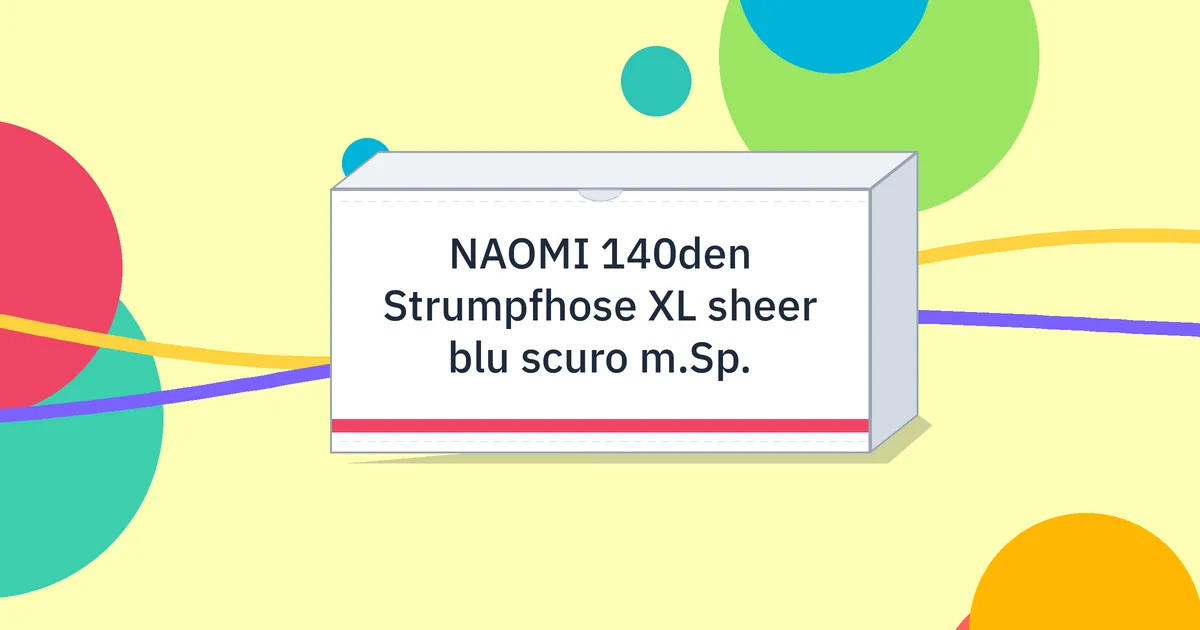 Symbolbild: Packung mit der Aufschrift NAOMI 140den Strumpfhose XL sheer blu scuro m.Sp. (PZN 16177798) – Verfügbarkeit und Bezug in Apotheken in Frankfurt am Main