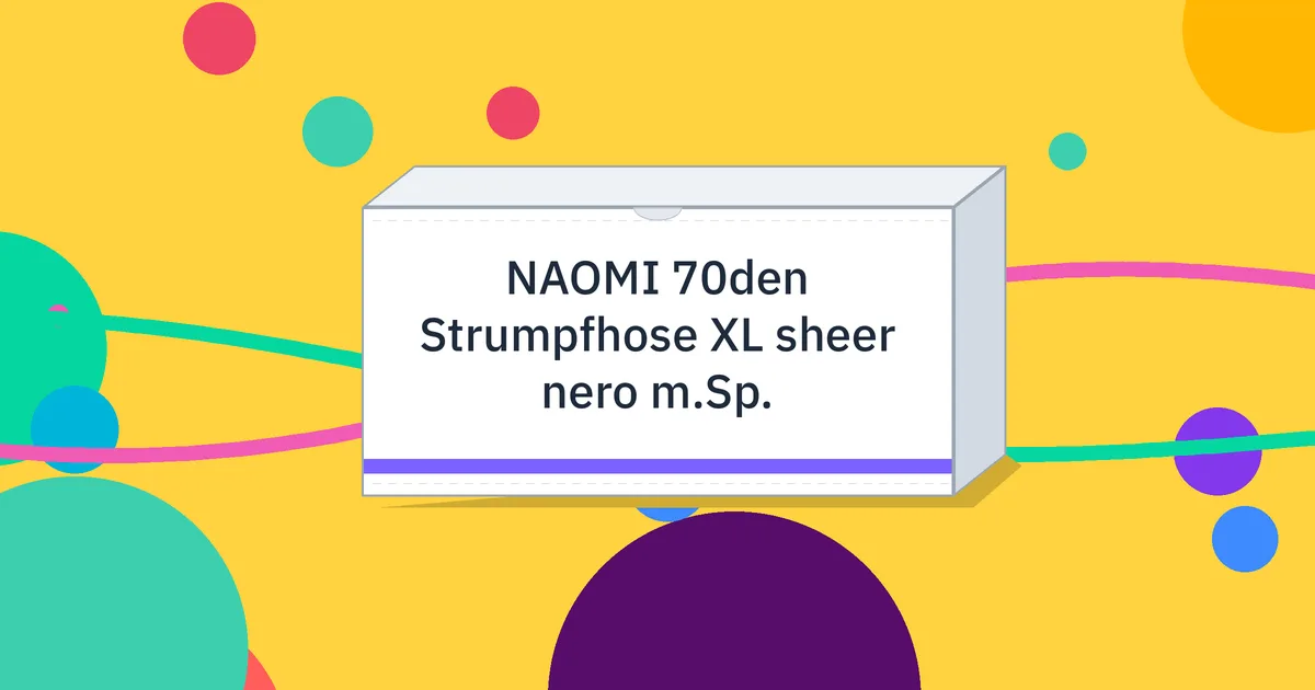 Symbolbild: Packung mit der Aufschrift NAOMI 70den Strumpfhose XL sheer nero m.Sp. (PZN 16179521) – Verfügbarkeit und Bezug in Apotheken in Frankfurt am Main