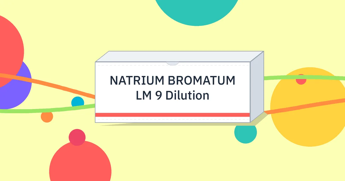 Symbolbild: Packung mit der Aufschrift NATRIUM BROMATUM LM 9 Dilution (PZN 12961182) – Verfügbarkeit und Bezug in Apotheken in Frankfurt am Main