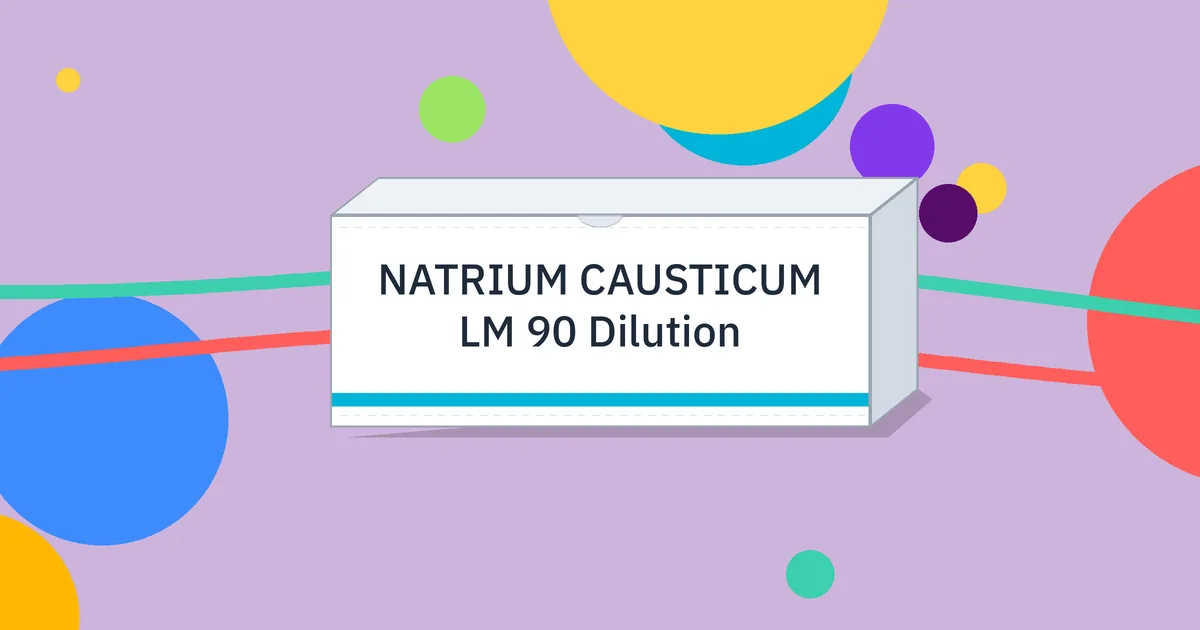 Symbolbild: Packung mit der Aufschrift NATRIUM CAUSTICUM LM 90 Dilution (PZN 12962299) – Verfügbarkeit und Bezug in Apotheken in Frankfurt am Main
