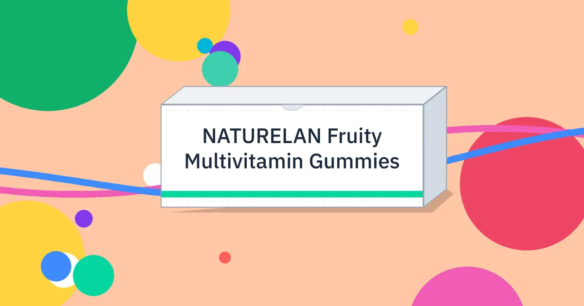 Symbolbild: Packung mit der Aufschrift NATURELAN Fruity Multivitamin Gummies (PZN 19191422) – Verfügbarkeit und Bezug in Apotheken in Frankfurt am Main