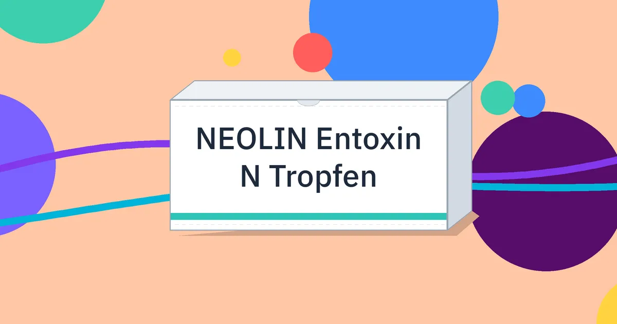 Symbolbild: Packung mit der Aufschrift NEOLIN Entoxin N Tropfen (PZN 06184656) – Verfügbarkeit und Bezug in Apotheken in Frankfurt am Main
