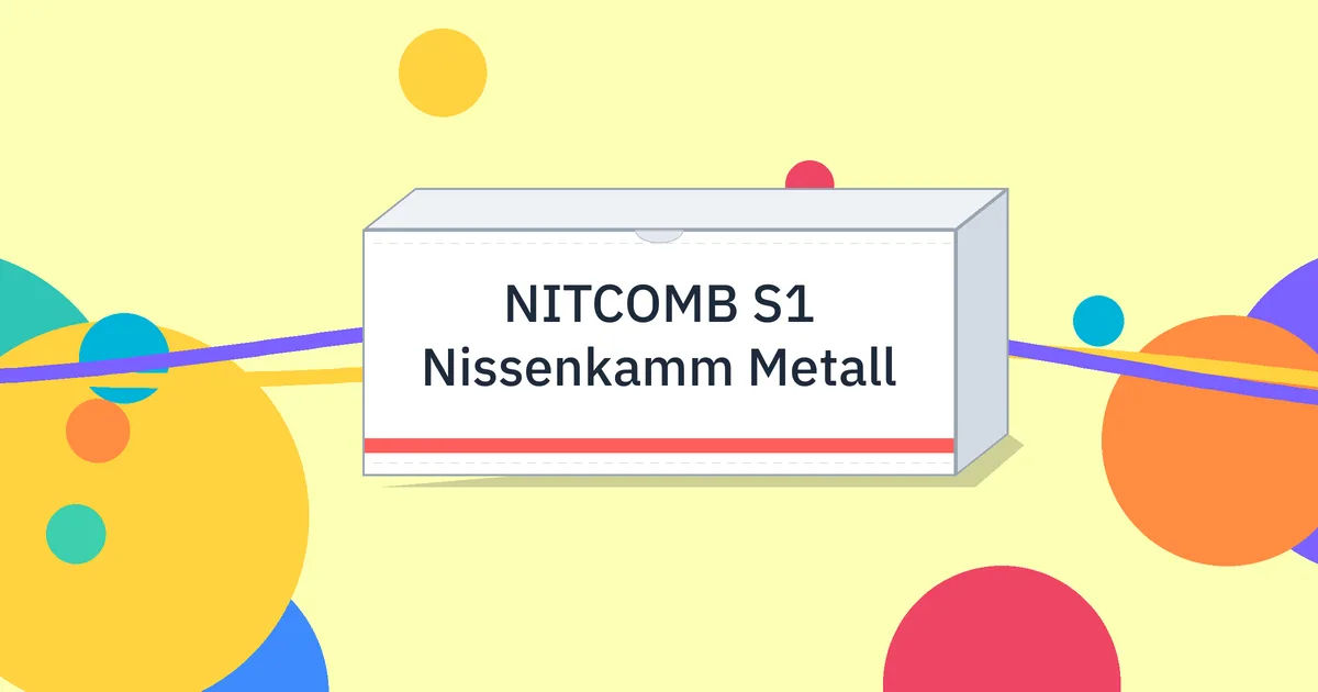 Symbolbild: Packung mit der Aufschrift NITCOMB S1 Nissenkamm Metall (PZN 10130293) – Verfügbarkeit und Bezug in Apotheken in Frankfurt am Main