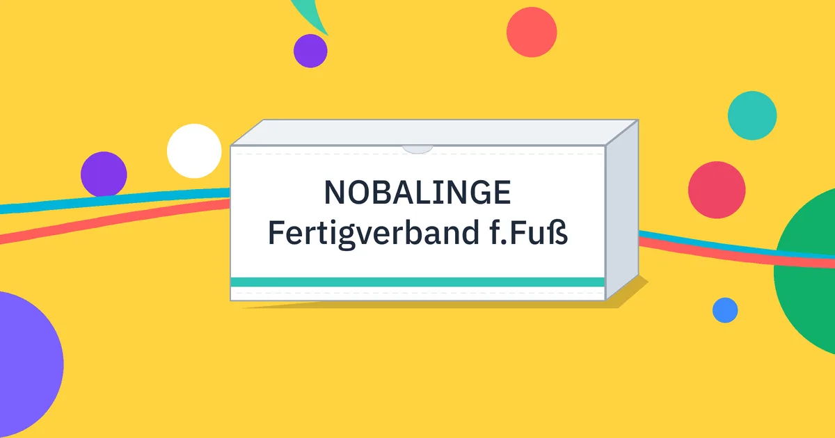 Symbolbild: Packung mit der Aufschrift NOBALINGE Fertigverband f.Fuß (PZN 11112742) – Verfügbarkeit und Bezug in Apotheken in Frankfurt am Main
