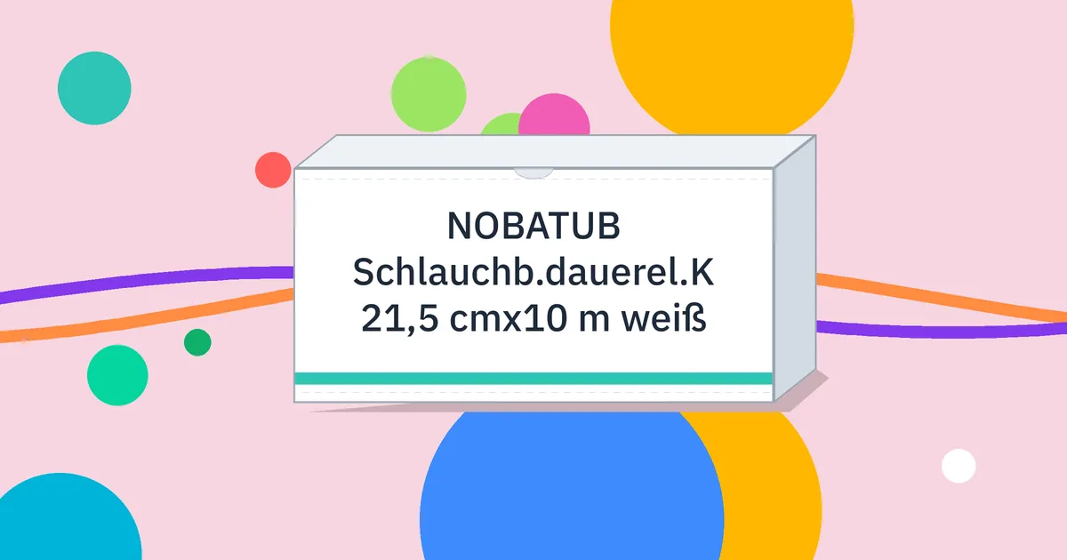 Symbolbild: Packung mit der Aufschrift NOBATUB Schlauchb.dauerel.K 21,5 cmx10 m weiß (PZN 07094197) – Verfügbarkeit und Bezug in Apotheken in Frankfurt am Main