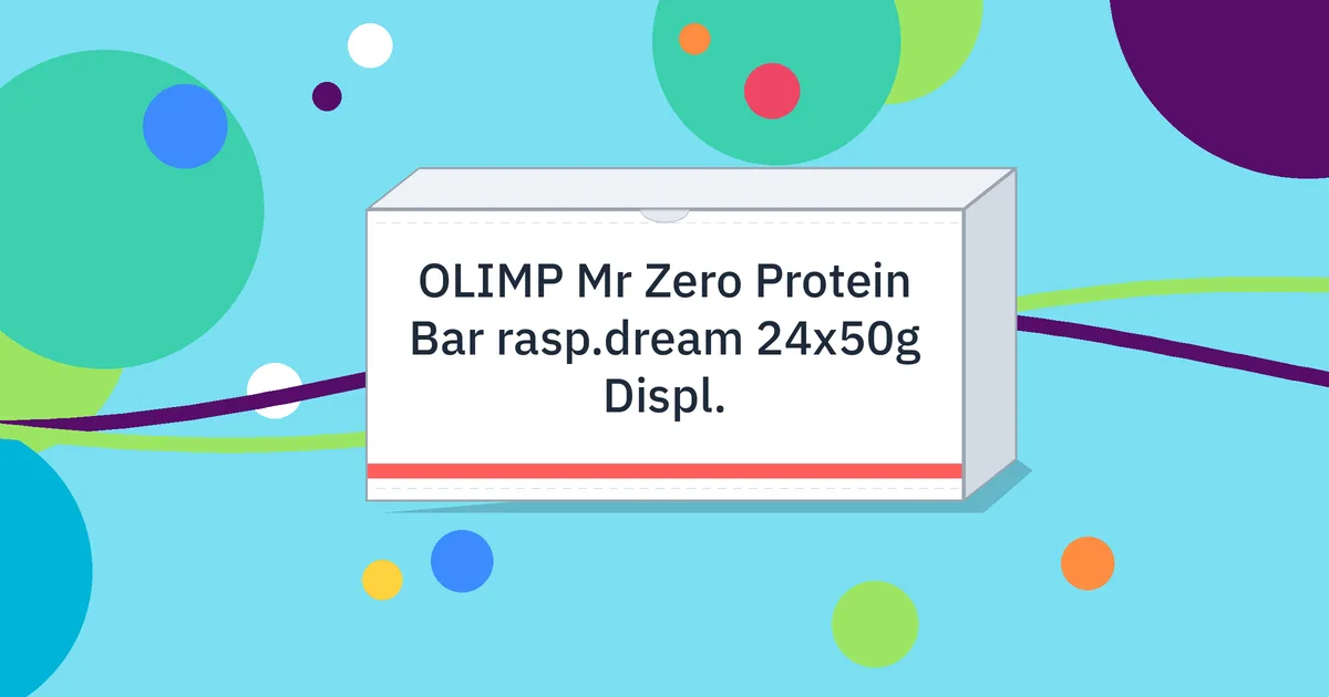 Symbolbild: Packung mit der Aufschrift OLIMP Mr Zero Protein Bar rasp.dream 24x50g Displ. (PZN 19139545) – Verfügbarkeit und Bezug in Apotheken in Frankfurt am Main