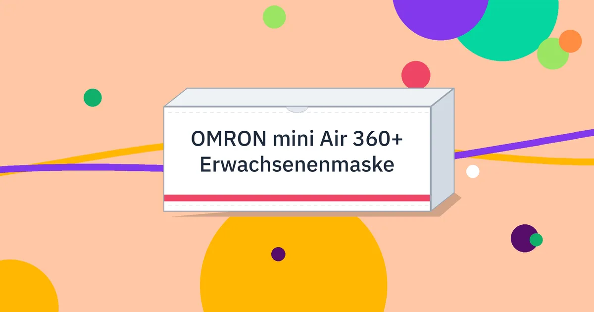 Symbolbild: Packung mit der Aufschrift OMRON mini Air 360+ Erwachsenenmaske (PZN 19691840) – Verfügbarkeit und Bezug in Apotheken in Frankfurt am Main