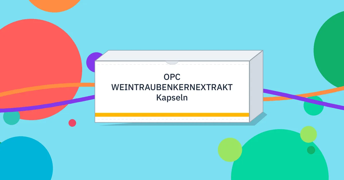 Symbolbild: Packung mit der Aufschrift OPC WEINTRAUBENKERNEXTRAKT Kapseln (PZN 20098610) – Verfügbarkeit und Bezug in Apotheken in Frankfurt am Main