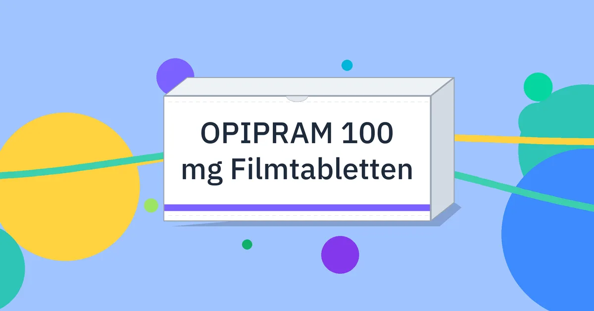 Symbolbild: Packung mit der Aufschrift OPIPRAM 100 mg Filmtabletten (PZN 01746380) – Verfügbarkeit und Bezug in Apotheken in Frankfurt am Main