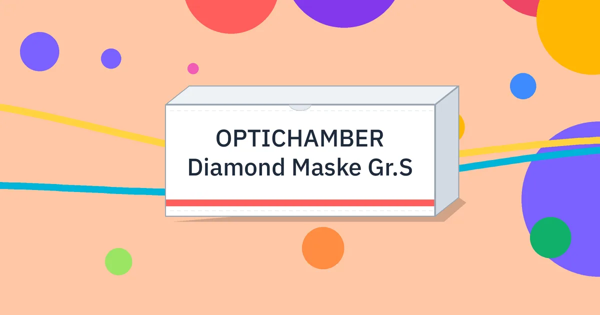 Symbolbild: Packung mit der Aufschrift OPTICHAMBER Diamond Maske Gr.S (PZN 18080867) – Verfügbarkeit und Bezug in Apotheken in Frankfurt am Main