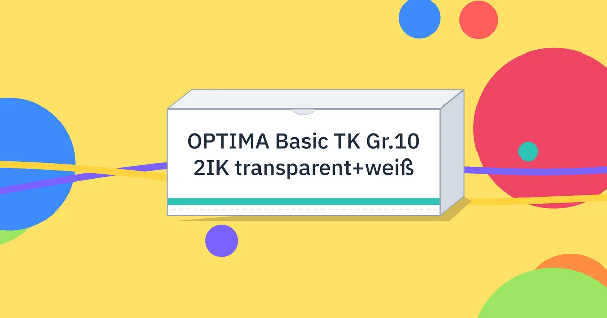 Symbolbild: Packung mit der Aufschrift OPTIMA Basic TK Gr.10 2IK transparent+weiß (PZN 10287735) – Verfügbarkeit und Bezug in Apotheken in Frankfurt am Main