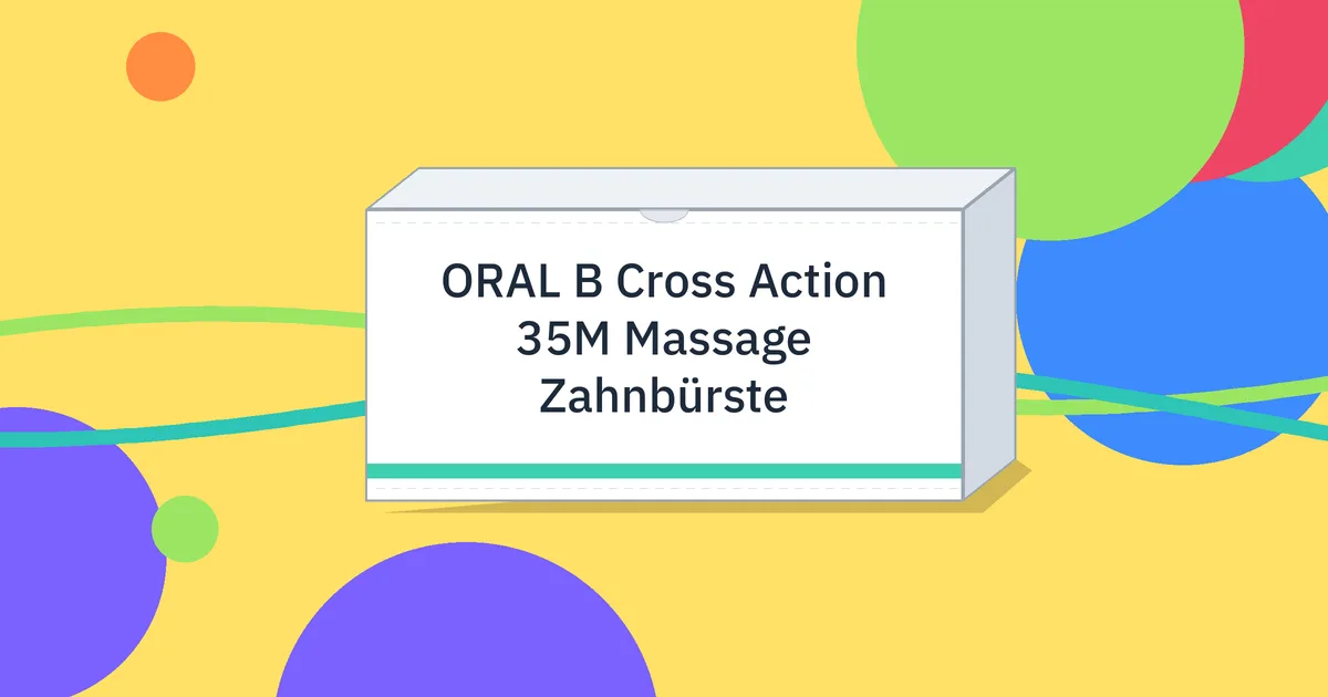 Symbolbild: Packung mit der Aufschrift ORAL B Cross Action 35M Massage Zahnbürste (PZN 01745386) – Verfügbarkeit und Bezug in Apotheken in Frankfurt am Main