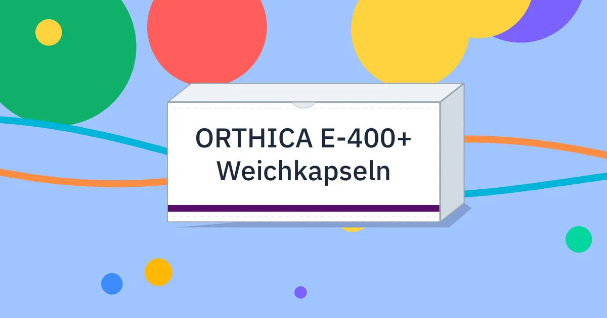 Symbolbild: Packung mit der Aufschrift ORTHICA E-400+ Weichkapseln (PZN 13859592) – Verfügbarkeit und Bezug in Apotheken in Frankfurt am Main