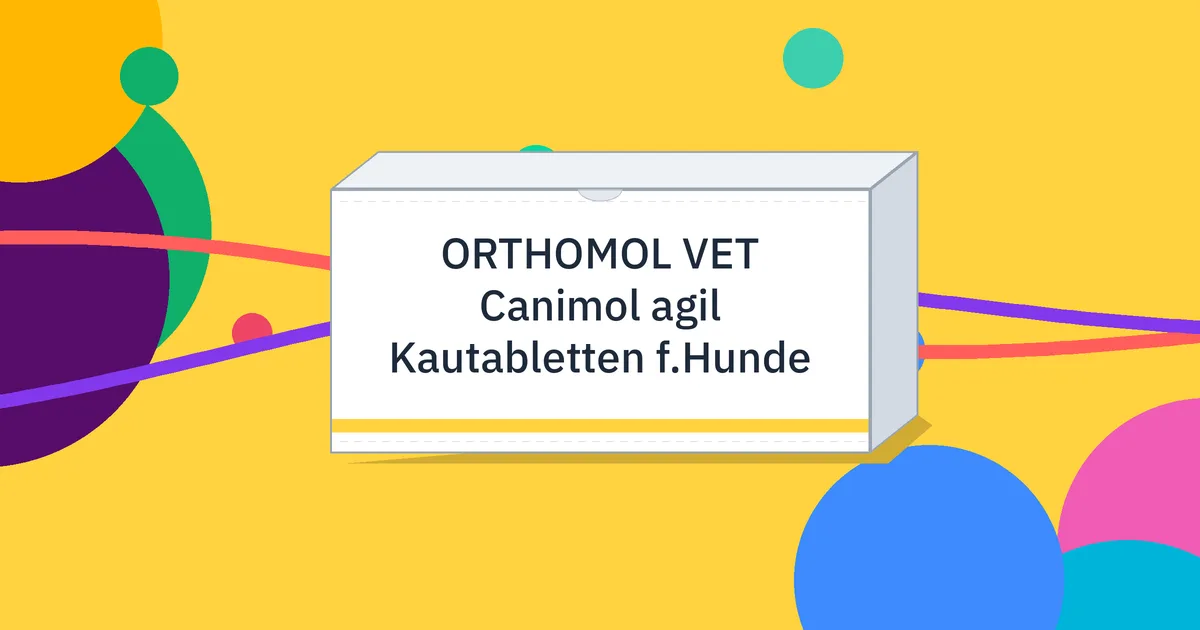 Symbolbild: Packung mit der Aufschrift ORTHOMOL VET Canimol agil Kautabletten f.Hunde (PZN 18723153) – Verfügbarkeit und Bezug in Apotheken in Frankfurt am Main