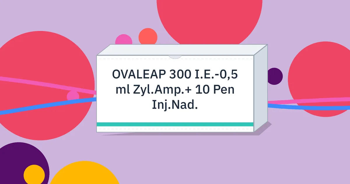 Symbolbild: Packung mit der Aufschrift OVALEAP 300 I.E.-0,5 ml Zyl.Amp.+ 10 Pen Inj.Nad. (PZN 13351959) – Verfügbarkeit und Bezug in Apotheken in Frankfurt am Main