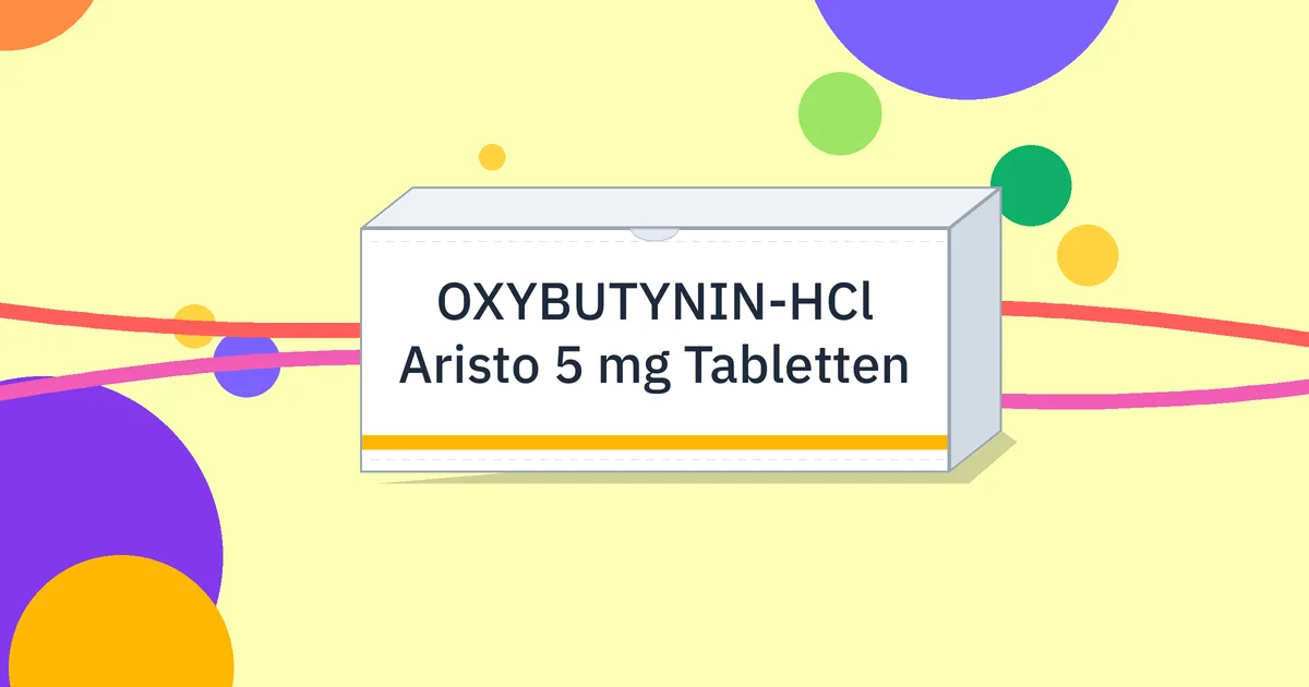 Symbolbild: Packung mit der Aufschrift OXYBUTYNIN-HCl Aristo 5 mg Tabletten (PZN 09714592) – Verfügbarkeit und Bezug in Apotheken in Frankfurt am Main