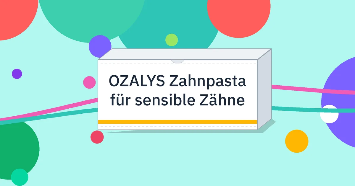 Symbolbild: Packung mit der Aufschrift OZALYS Zahnpasta für sensible Zähne (PZN 19986009) – Verfügbarkeit und Bezug in Apotheken in Frankfurt am Main
