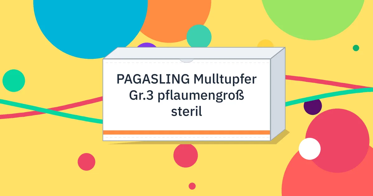 Symbolbild: Packung mit der Aufschrift PAGASLING Mulltupfer Gr.3 pflaumengroß steril (PZN 19549409) – Verfügbarkeit und Bezug in Apotheken in Frankfurt am Main