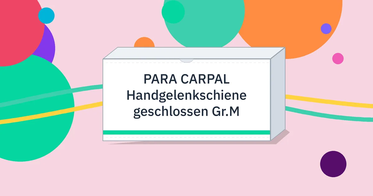 Symbolbild: Packung mit der Aufschrift PARA CARPAL Handgelenkschiene geschlossen Gr.M (PZN 06989348) – Verfügbarkeit und Bezug in Apotheken in Frankfurt am Main