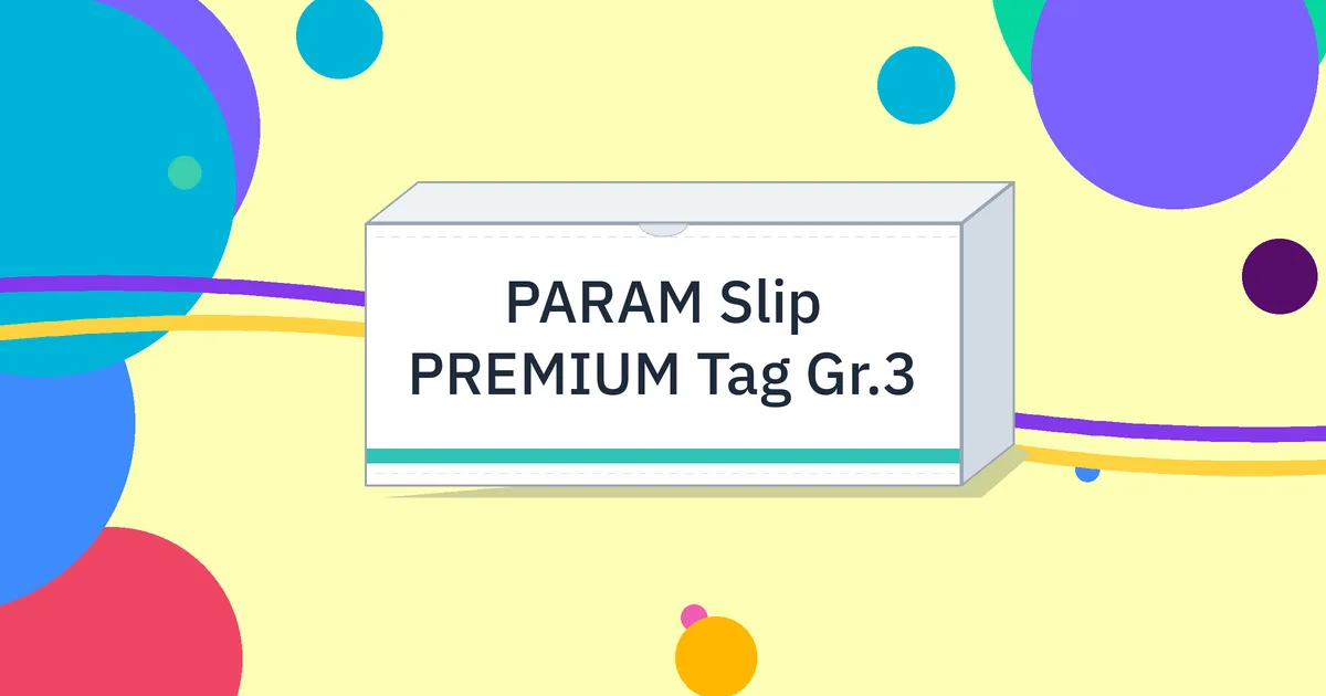 Symbolbild: Packung mit der Aufschrift PARAM Slip PREMIUM Tag Gr.3 (PZN 09317974) – Verfügbarkeit und Bezug in Apotheken in Frankfurt am Main