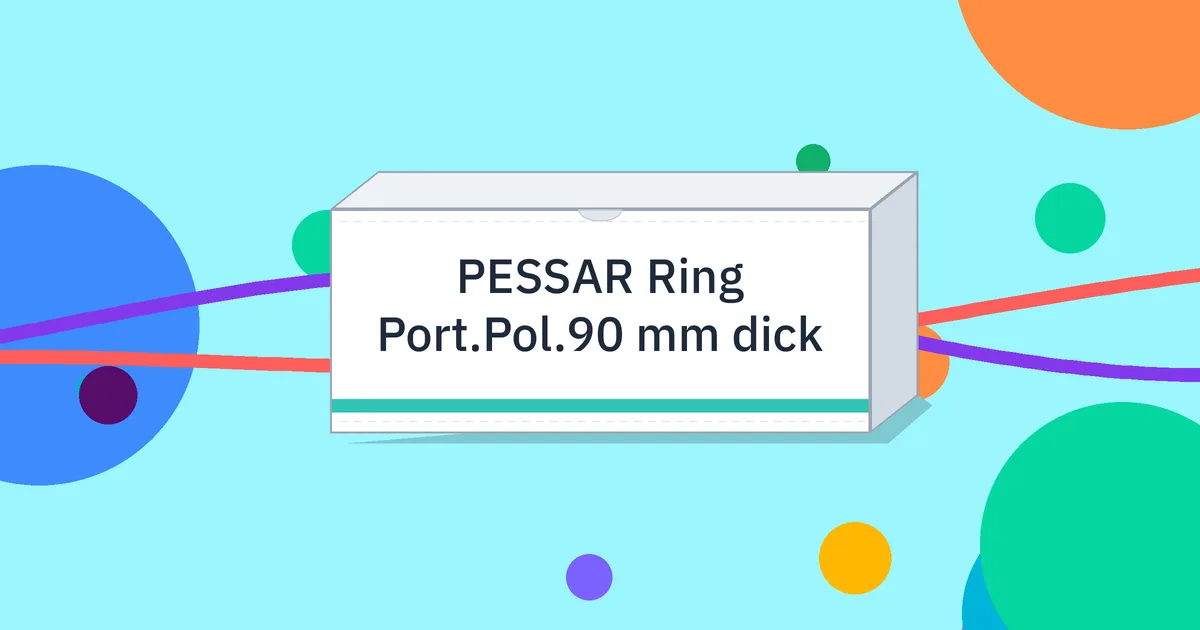 Symbolbild: Packung mit der Aufschrift PESSAR Ring Port.Pol.90 mm dick (PZN 01967313) – Verfügbarkeit und Bezug in Apotheken in Frankfurt am Main