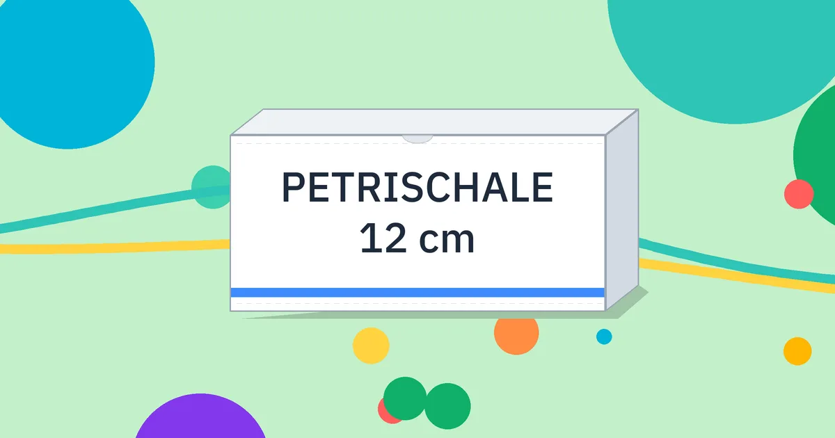 Symbolbild: Packung mit der Aufschrift PETRISCHALE 12 cm (PZN 04845734) – Verfügbarkeit und Bezug in Apotheken in Frankfurt am Main