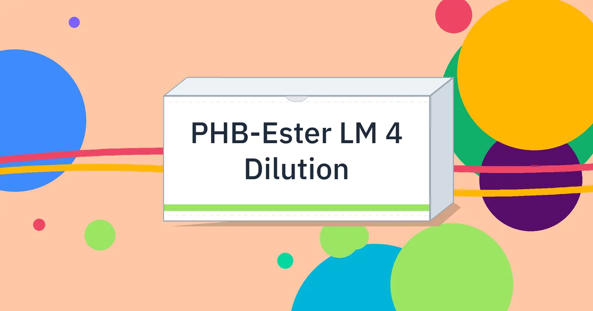 Symbolbild: Packung mit der Aufschrift PHB-Ester LM 4 Dilution (PZN 12978018) – Verfügbarkeit und Bezug in Apotheken in Frankfurt am Main