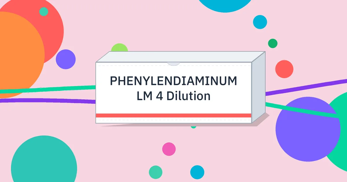 Symbolbild: Packung mit der Aufschrift PHENYLENDIAMINUM LM 4 Dilution (PZN 13638230) – Verfügbarkeit und Bezug in Apotheken in Frankfurt am Main