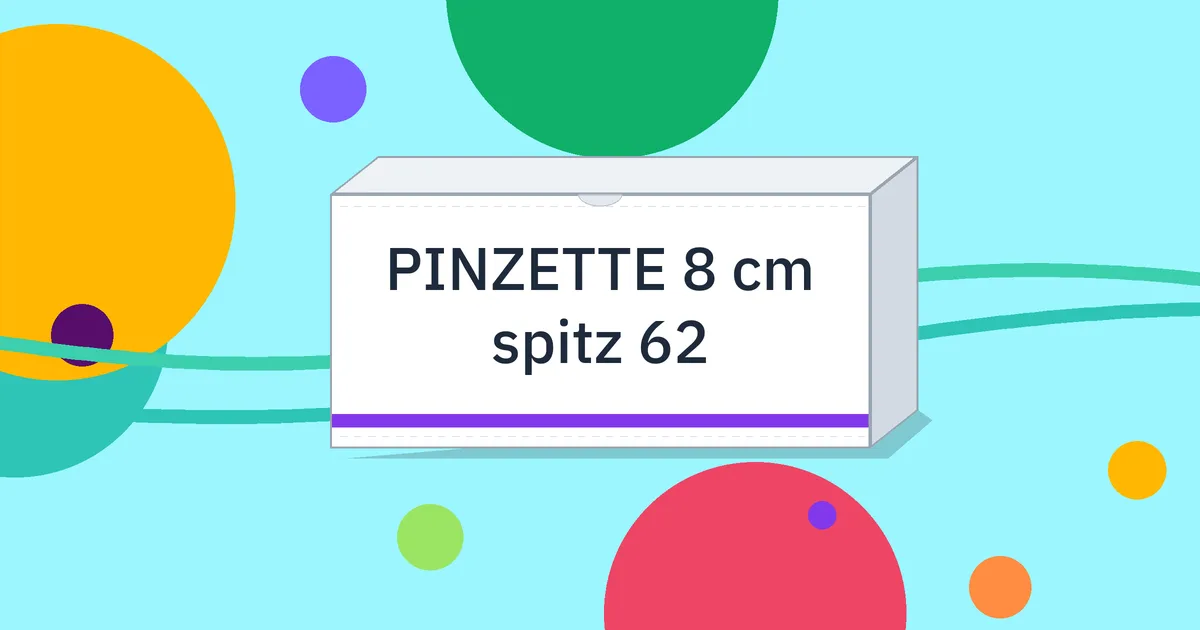 Symbolbild: Packung mit der Aufschrift PINZETTE 8 cm spitz 62 (PZN 19283532) – Verfügbarkeit und Bezug in Apotheken in Frankfurt am Main