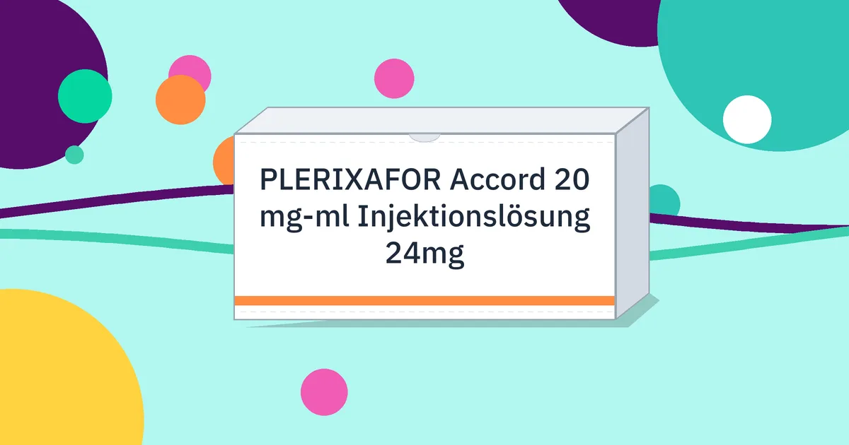 Symbolbild: Packung mit der Aufschrift PLERIXAFOR Accord 20 mg-ml Injektionslösung 24mg (PZN 18769072) – Verfügbarkeit und Bezug in Apotheken in Frankfurt am Main