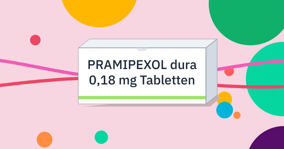 Symbolbild: Packung mit der Aufschrift PRAMIPEXOL dura 0,18 mg Tabletten (PZN 14177920) – Verfügbarkeit und Bezug in Apotheken in Frankfurt am Main