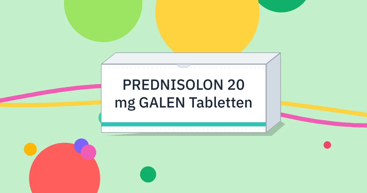 Symbolbild: Packung mit der Aufschrift PREDNISOLON 20 mg GALEN Tabletten (PZN 01484543) – Verfügbarkeit und Bezug in Apotheken in Frankfurt am Main