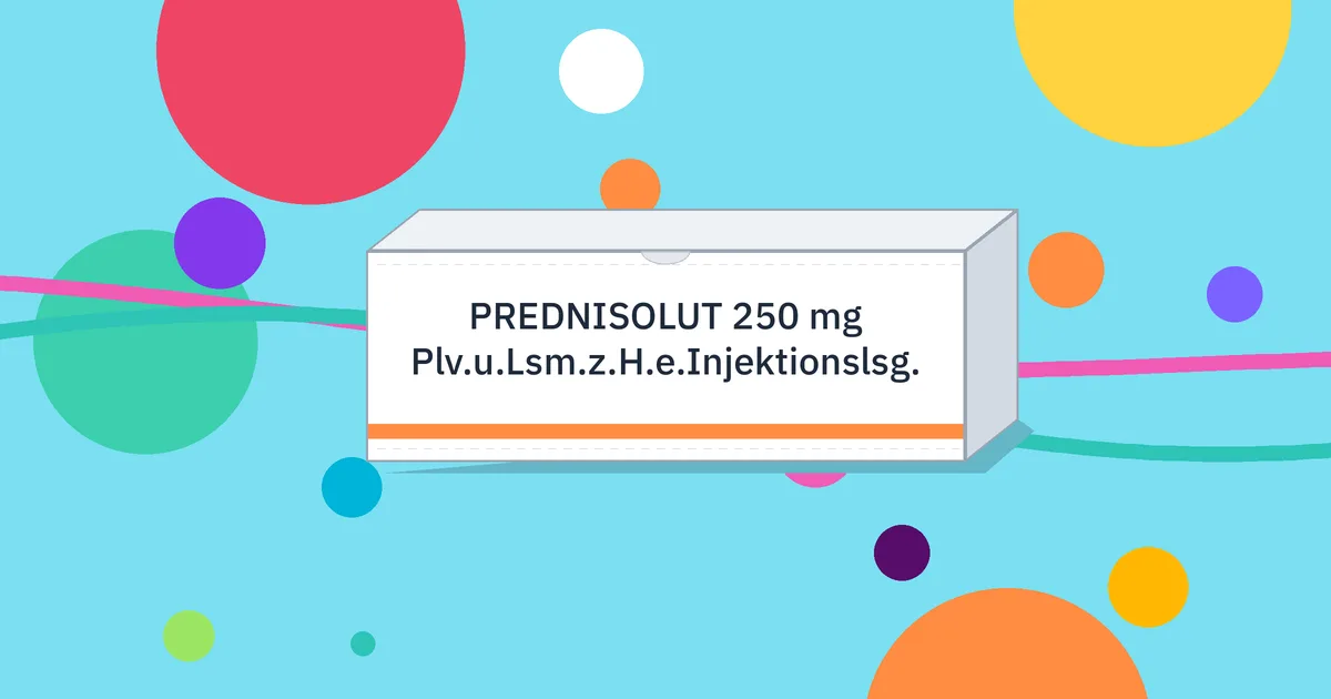 Symbolbild: Packung mit der Aufschrift PREDNISOLUT 250 mg Plv.u.Lsm.z.H.e.Injektionslsg. (PZN 00503422) – Verfügbarkeit und Bezug in Apotheken in Frankfurt am Main