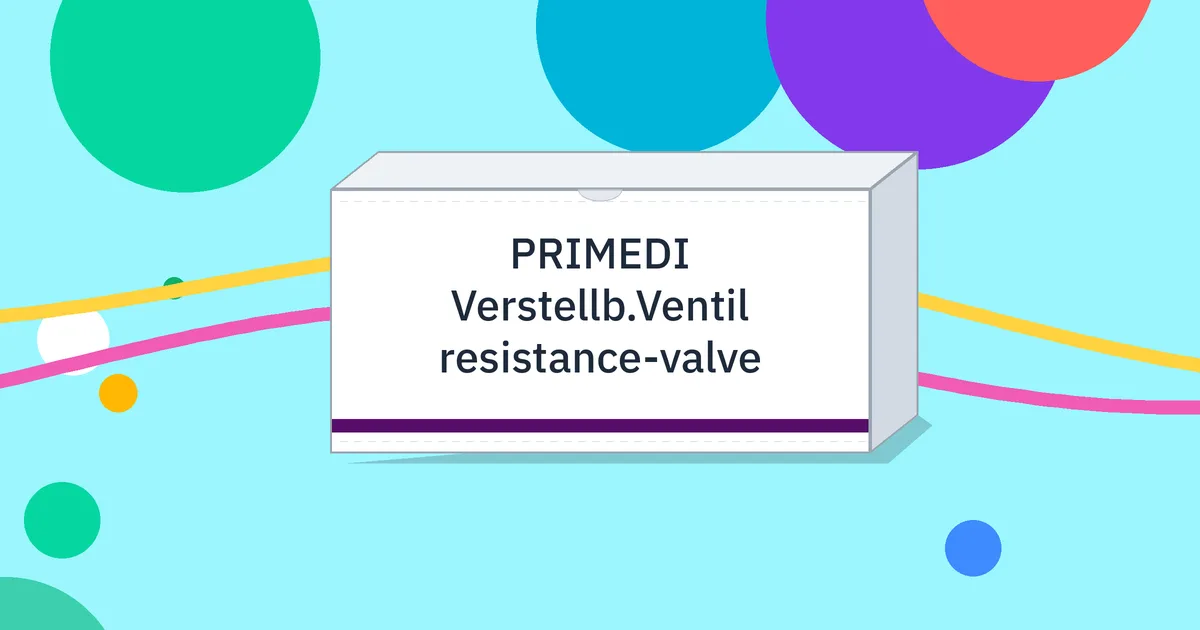 Symbolbild: Packung mit der Aufschrift PRIMEDI Verstellb.Ventil resistance-valve (PZN 10780654) – Verfügbarkeit und Bezug in Apotheken in Frankfurt am Main