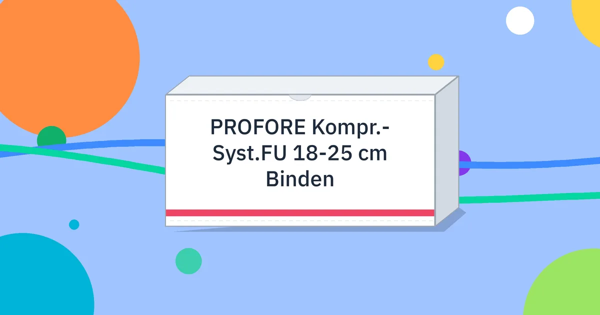 Symbolbild: Packung mit der Aufschrift PROFORE Kompr.-Syst.FU 18-25 cm Binden (PZN 05526089) – Verfügbarkeit und Bezug in Apotheken in Frankfurt am Main